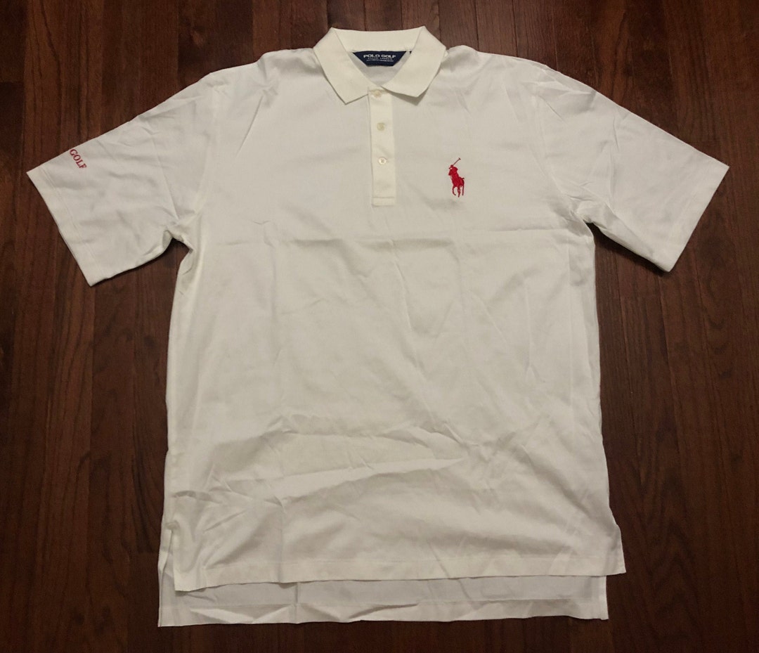 Large 90's Terps Golf Polo Shirt Men's White Red Polo Golf Ralph Lauren ...
