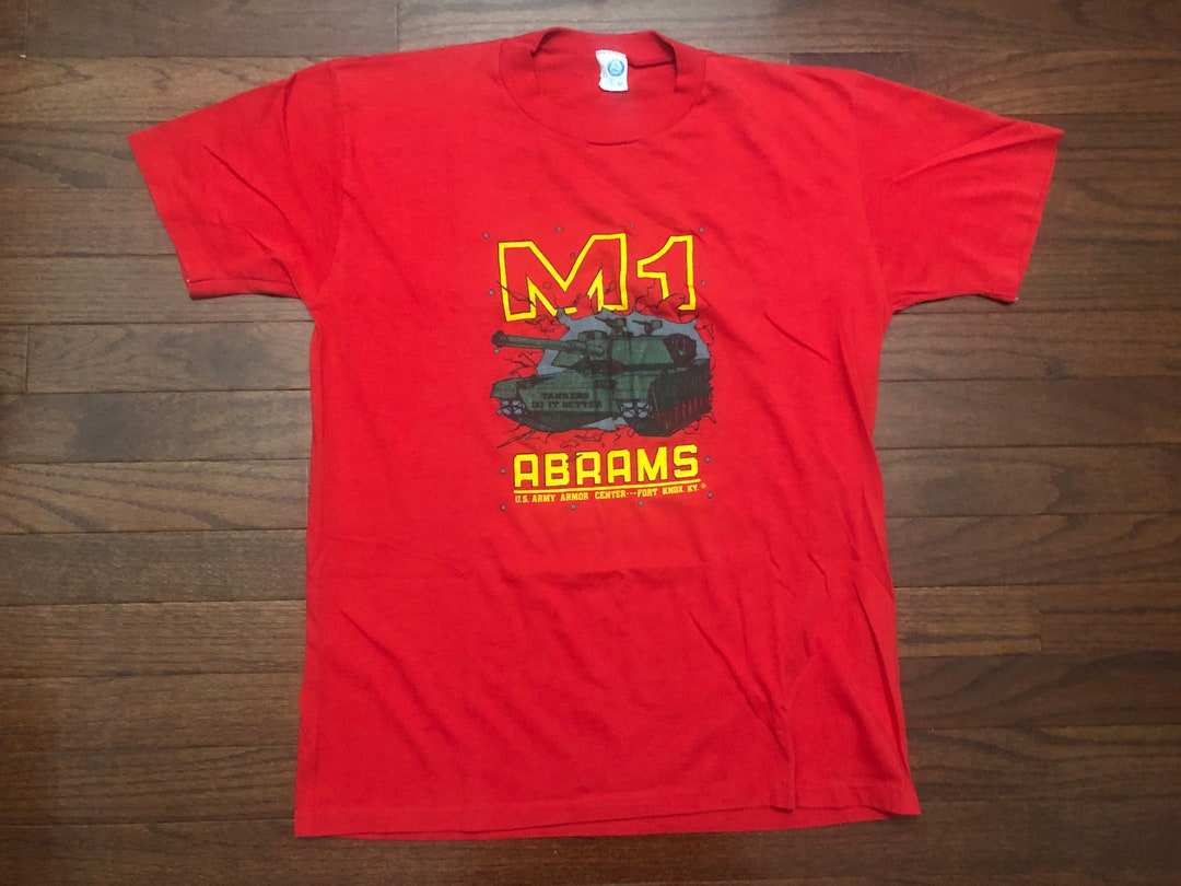 Medium 80's M1 Abrams Tank T Shirt Men's Red Vintage 1980's Artex U.S ...