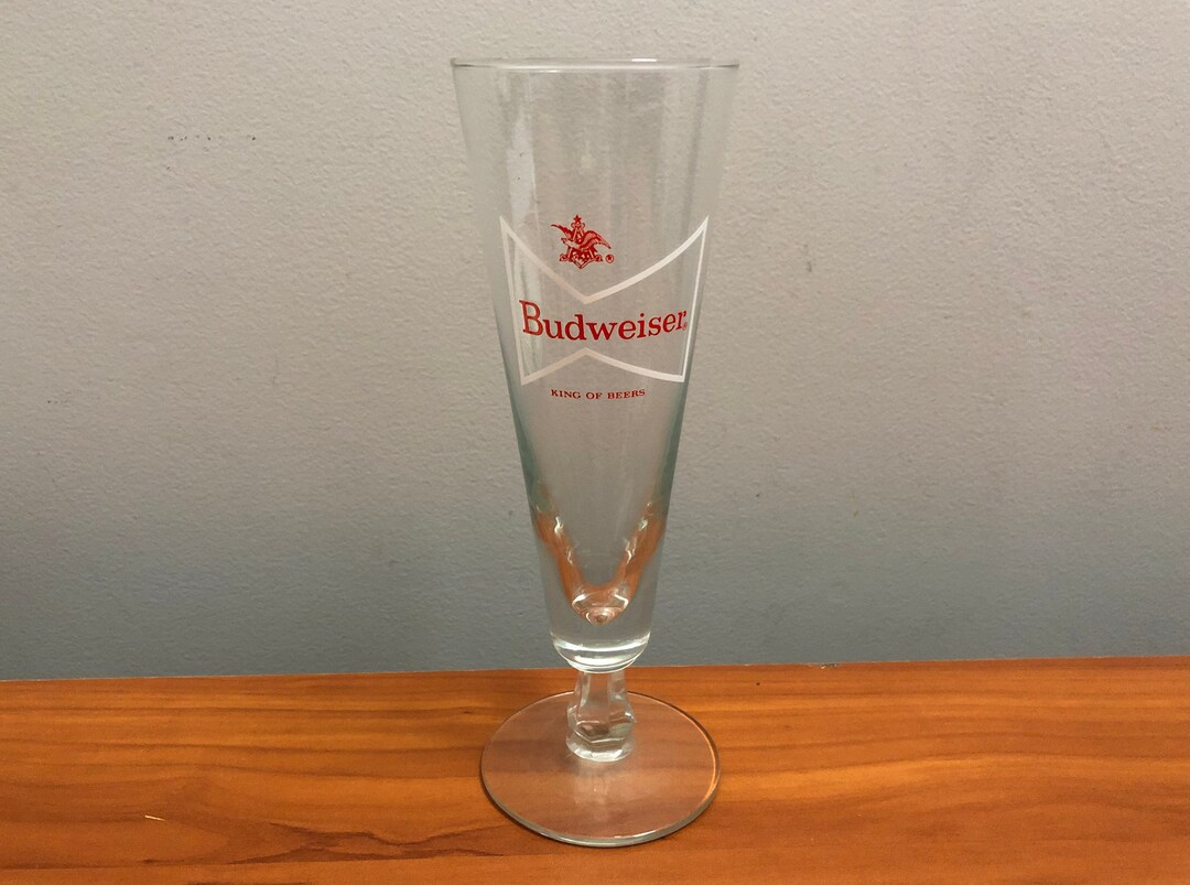 70's Budweiser Beer Glass Tall Stemmed Champagne Flute White Red ...