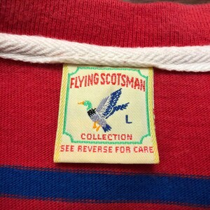 Large 80's Flying Scotsman Collection L/s Henley T Shirt Men's Red Blue ...
