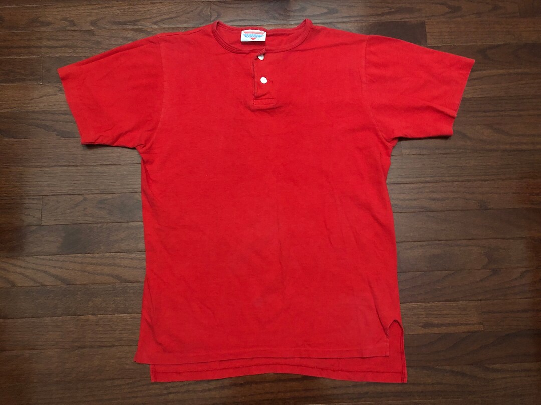 Medium 80's Dodger Brand Henley T Shirt Men's Red - Etsy