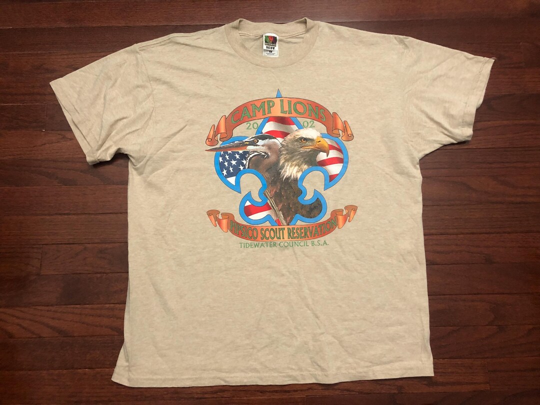 XL 2002 Camp Lions Pipsico Scout Reservation T Shirt Men's Beige ...