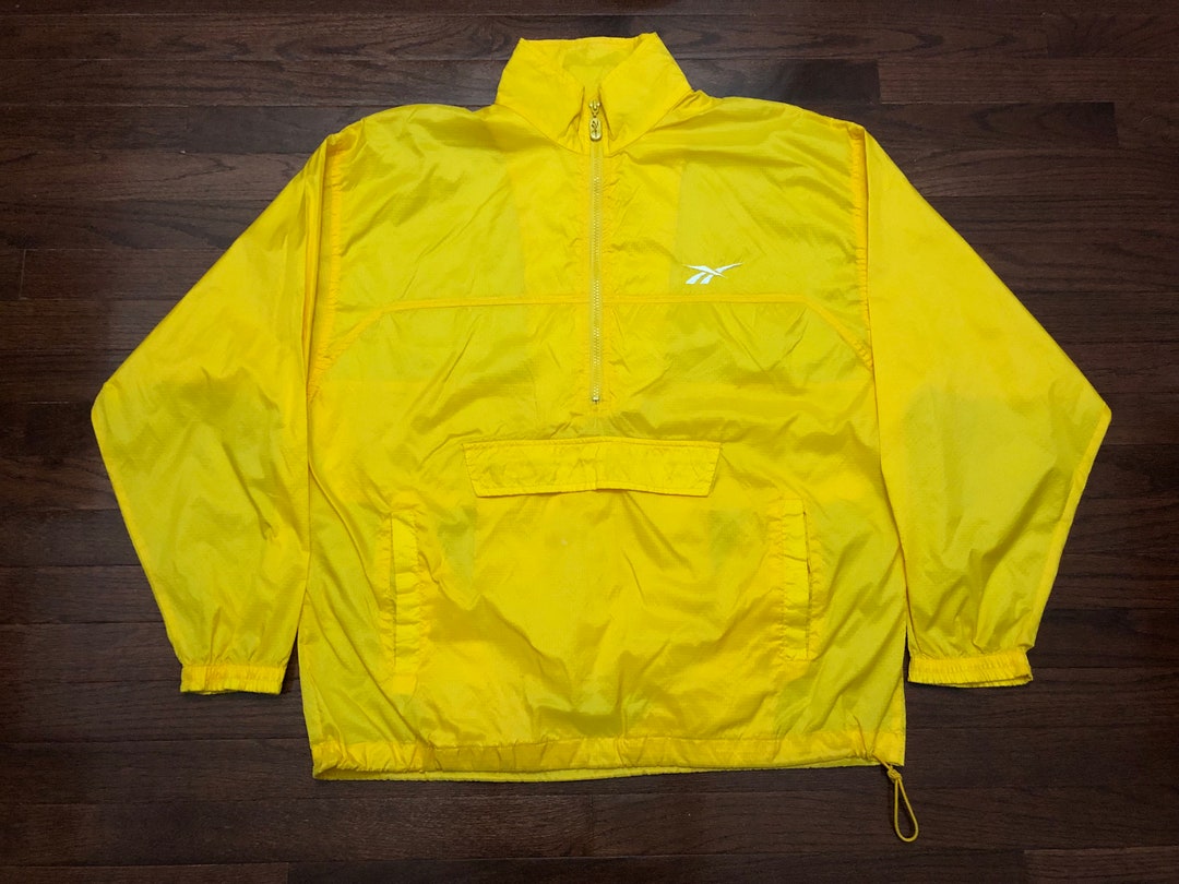 Medium 90's Reebok Pullover Track Jacket Men's Windbreaker Parka Yellow ...