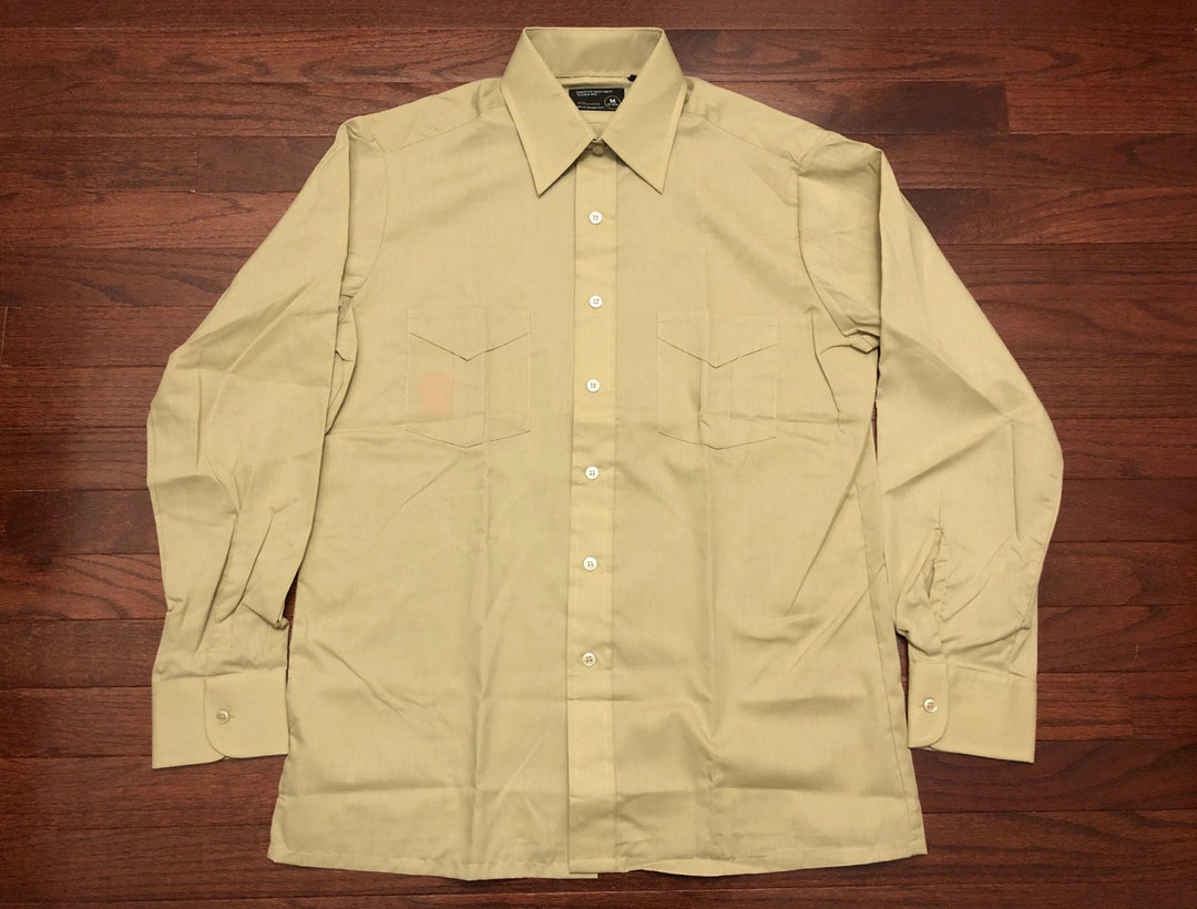 NEW Medium 80's Jcpenney Button up Shirt Men's Beige Tan Vintage 1980's ...