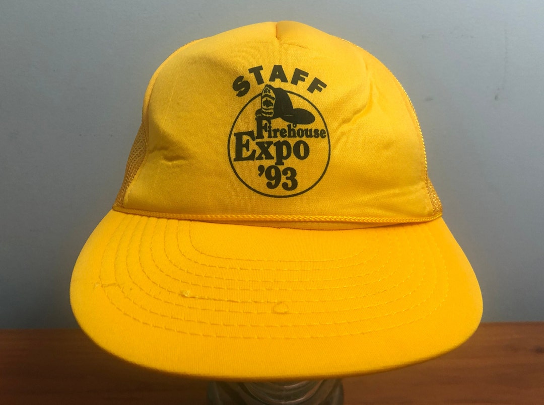 1993 Firehouse Expo Staff Trucker Hat Snapback Baseball Cap Yellow ...