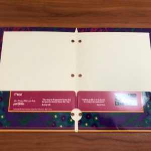 90's Mead Notebook Folders 3 Ring Binder Purple Green 1996 Trapper ...