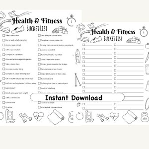 Health and Fitness Bucket List - Etsy