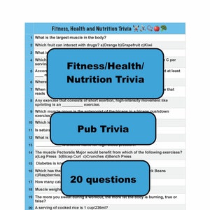 Fitness, Health and Nutrition Trivia, Fun and Games, Pub Trivia ...
