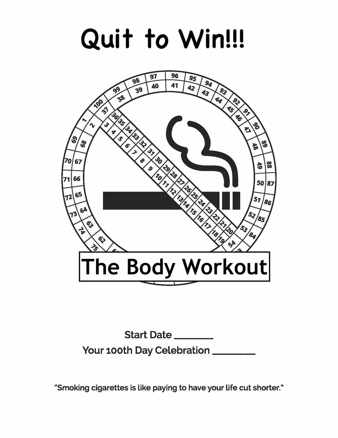 Stop Smoking Tracker, 100 Day Motivational Tracker - Etsy