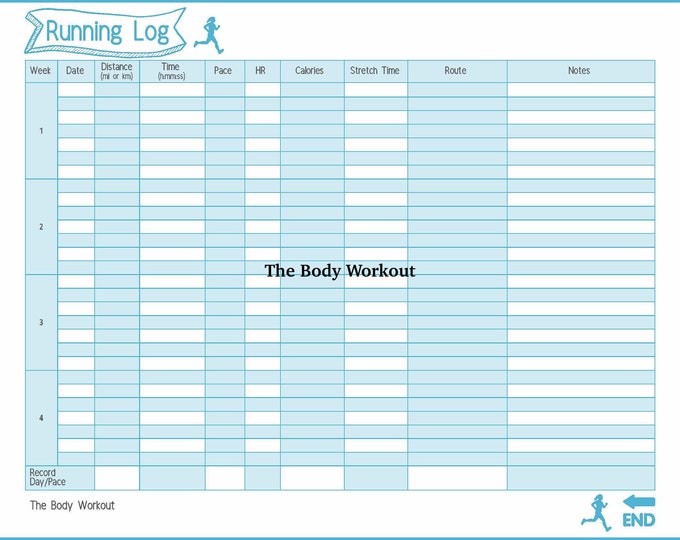 Running Log - Fillable - Printable PDF - Fitness Tracker, Runners Log ...