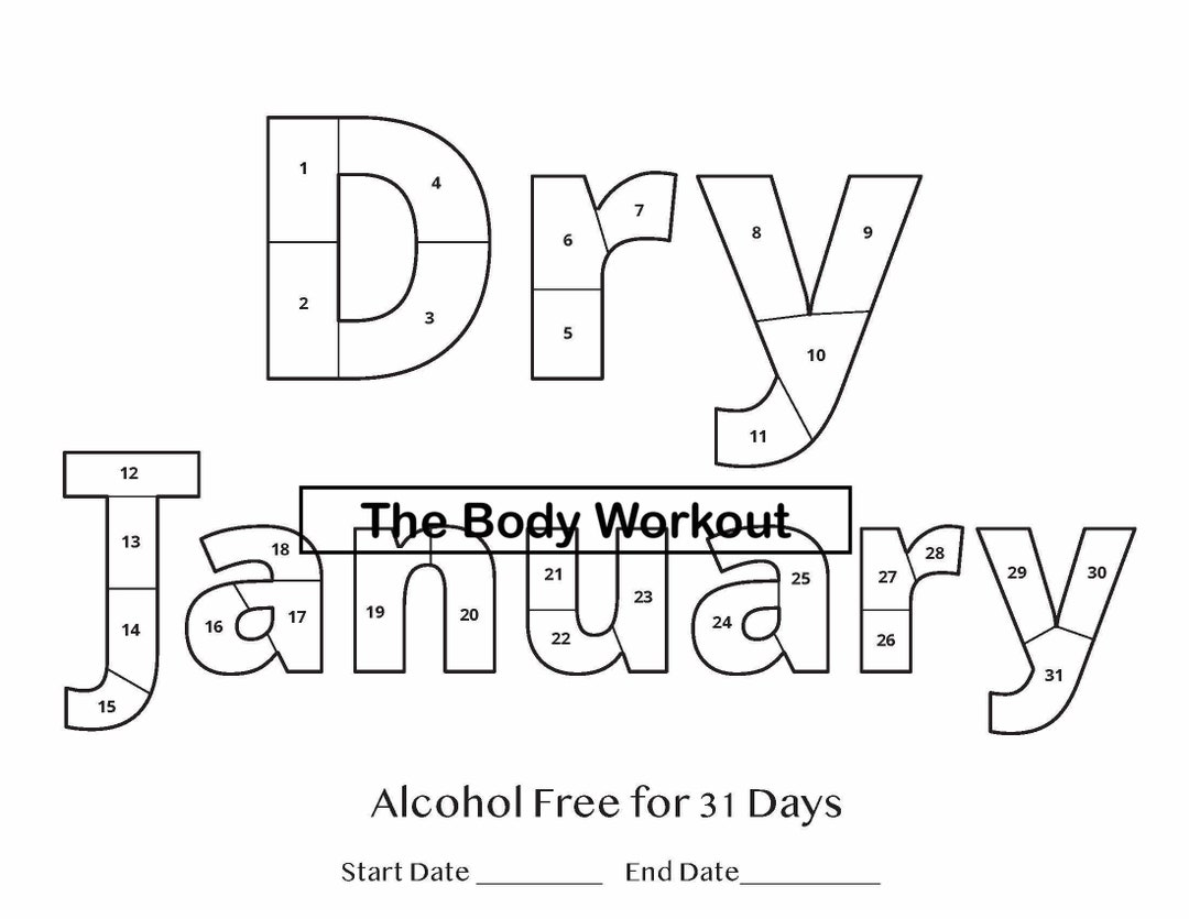 Dry January Tracker, Drynuary, Sober Printable Tracker - Etsy