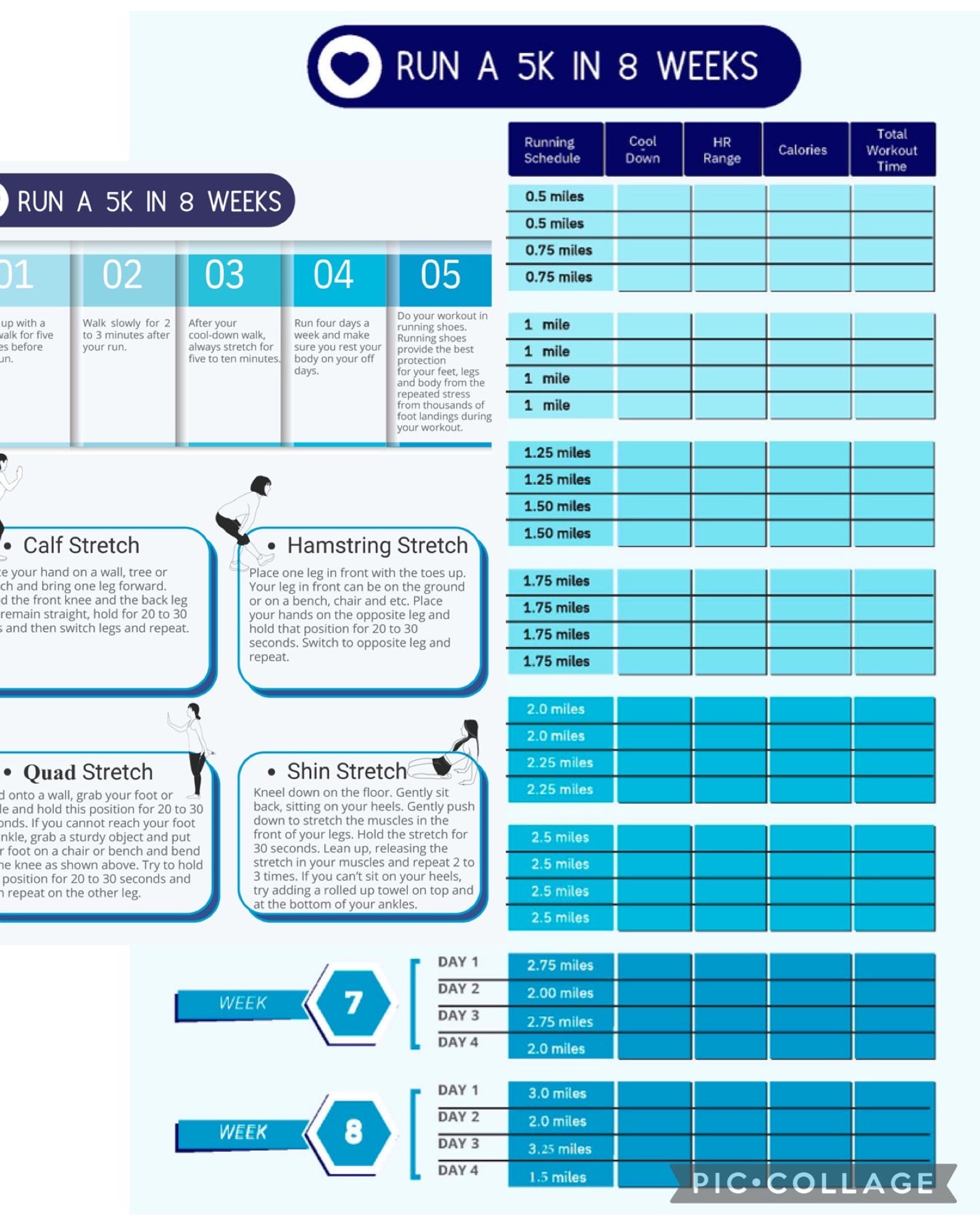 Run A 5K in 8 Weeks, 5k Running Plan, Fillable PDF and Printable PDF - Etsy