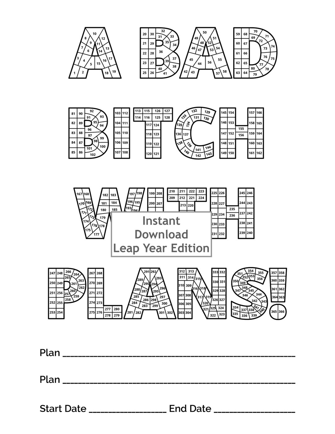 365 Day Habit Tracker Coloring Page (leap Year Included) - Etsy