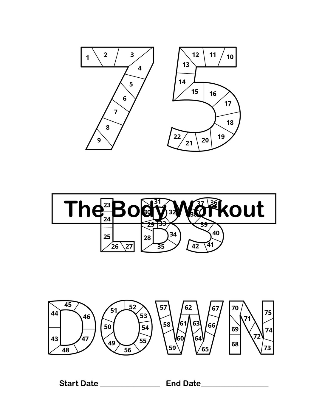 Fun Weight Loss Chart, 75 Pounds Weight Loss, Weight Loss Tracker ...