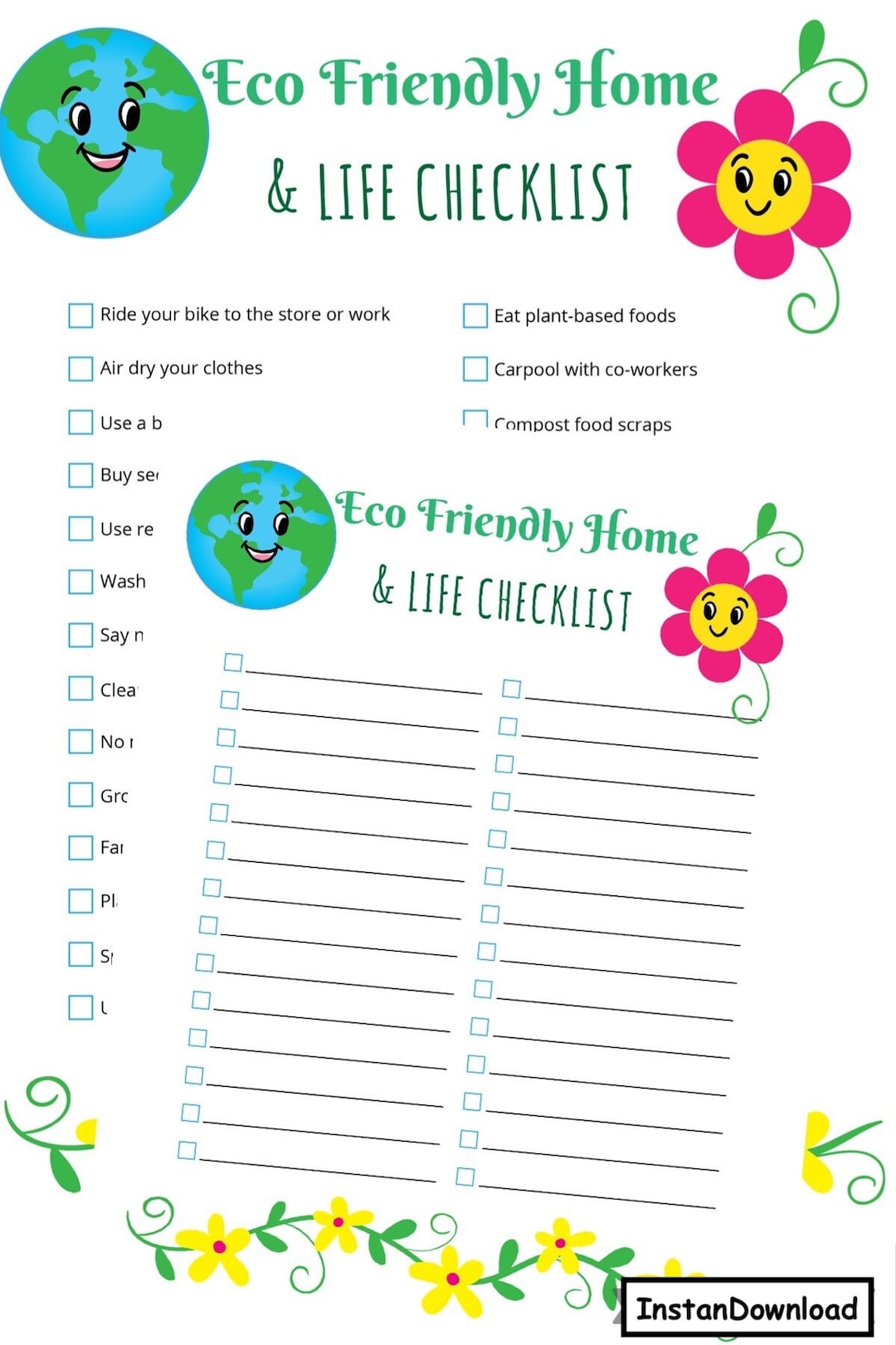 Sustainable Living Checklist - Etsy