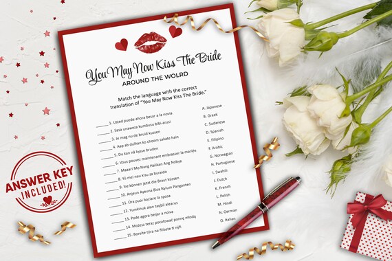 You May Now Kiss the Bride Game Unique Bridal Shower Game - Etsy