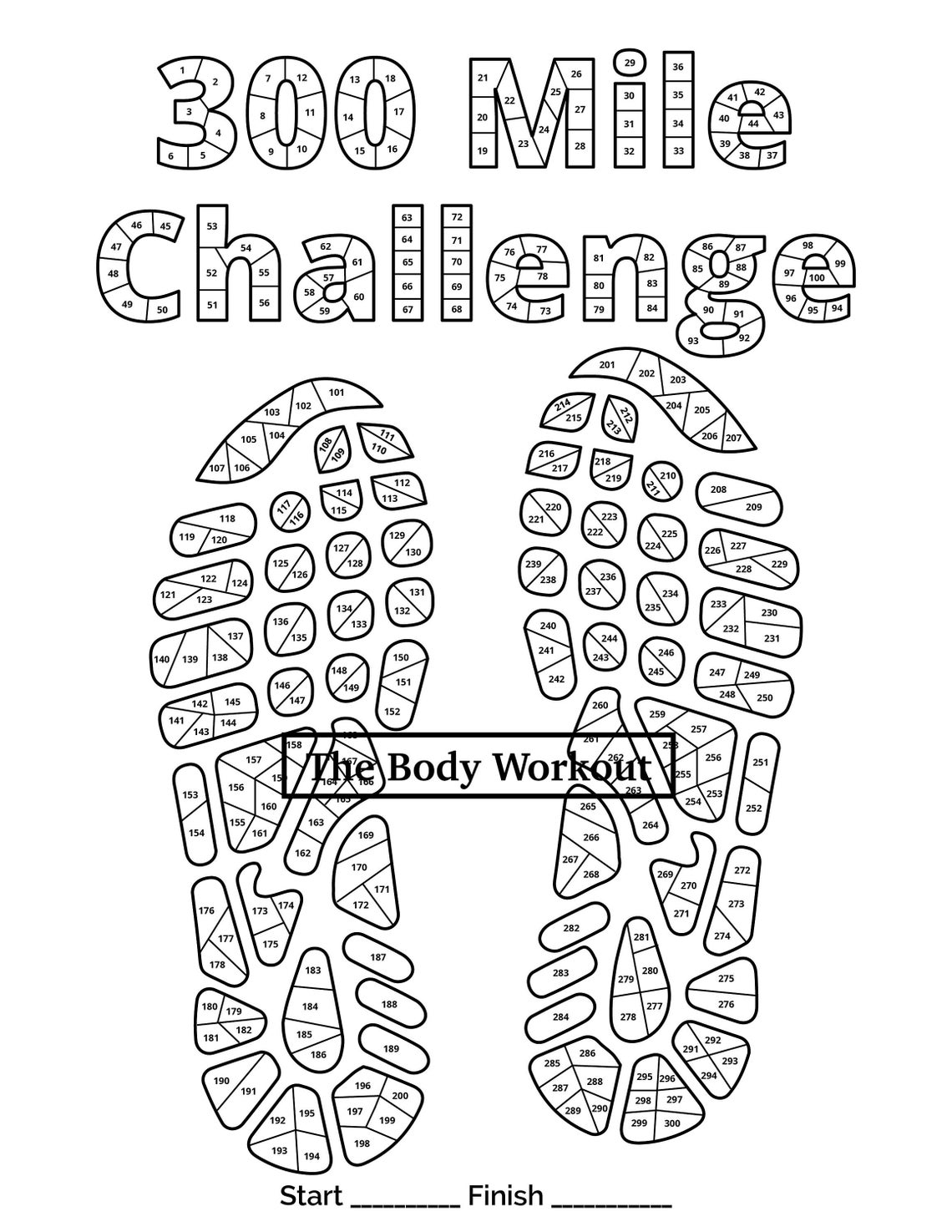300 Mile Challenge for Runner and Walkers Exercise Tracker - Etsy
