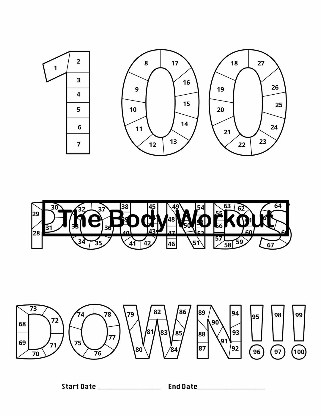 100 Pounds Down Printable, Weight Loss Goal, Weight Goal Chart - Etsy