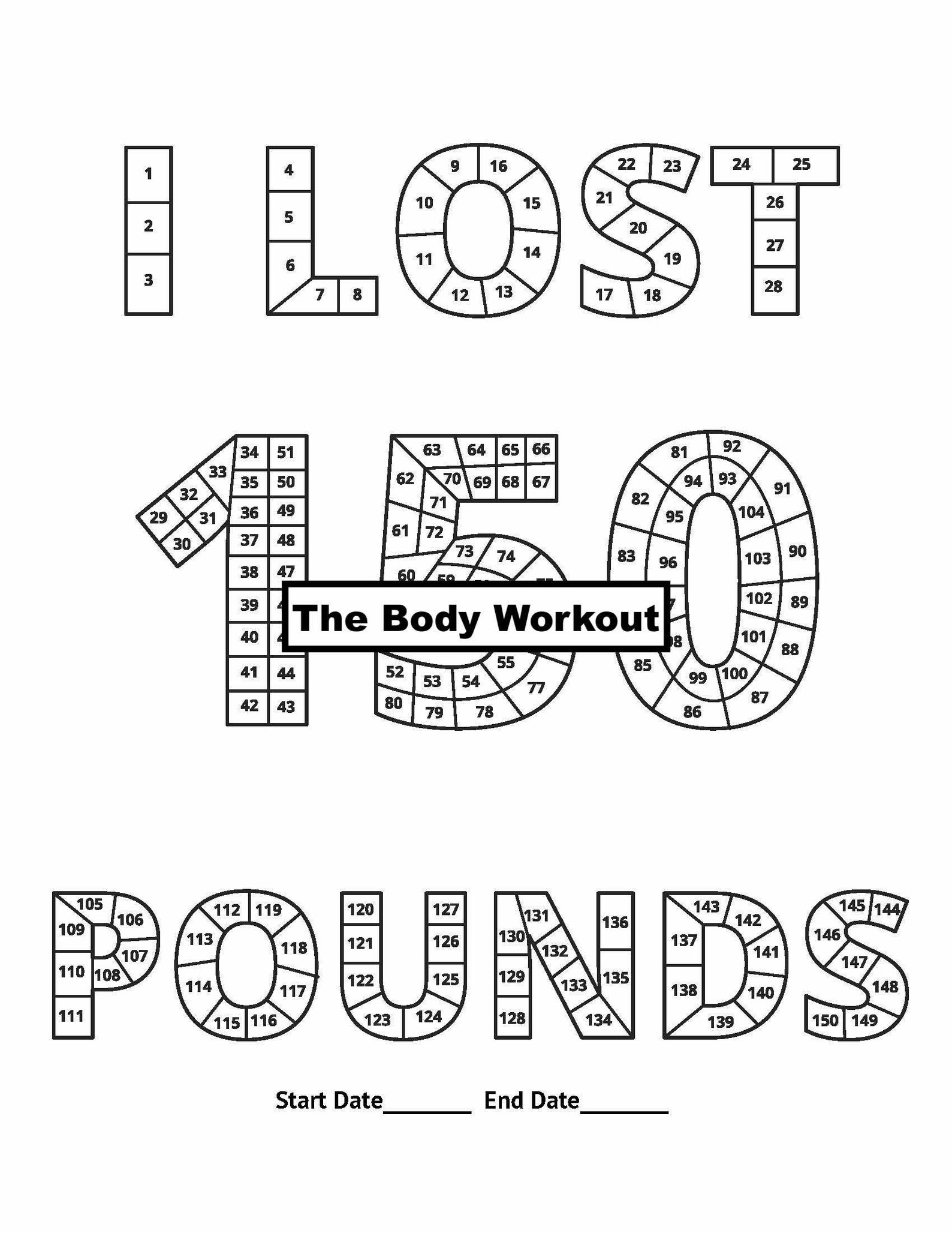 150 Pounds Weight Loss Tracker With Fitness Contract - Etsy