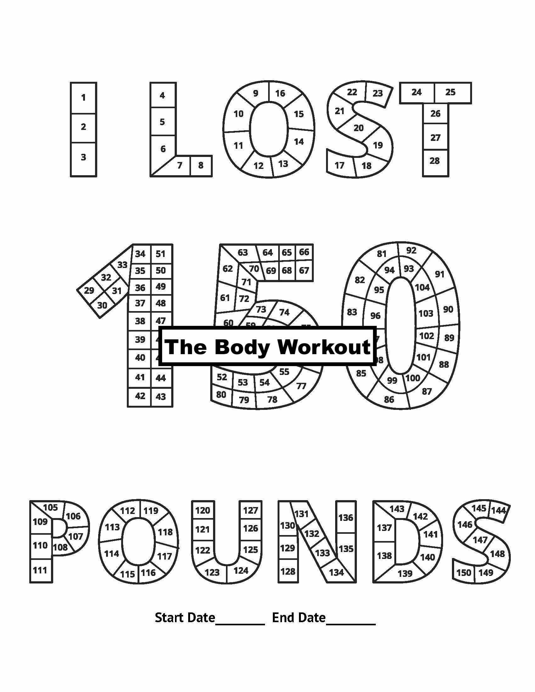 150 Pounds Weight Loss Tracker With Fitness Contract - Etsy