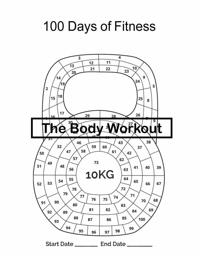 100 Days of Fitness Fitness Tracker Workout Tracker - Etsy