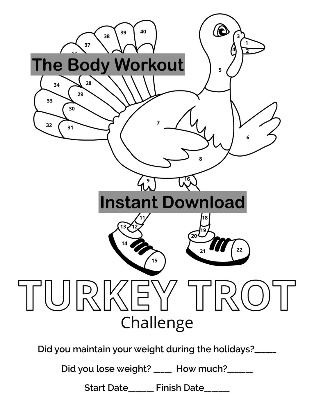 November Health Tracker, Turkey Trot Challenge - Etsy