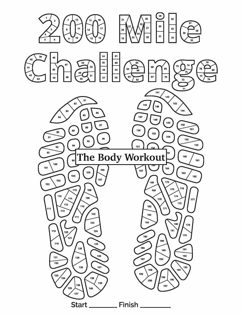 200 Mile Challenge Fitness Tracker - Etsy