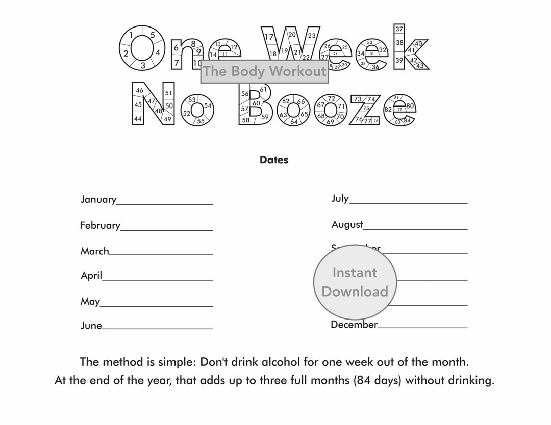 One Week No Booze Sober Tracker - Etsy