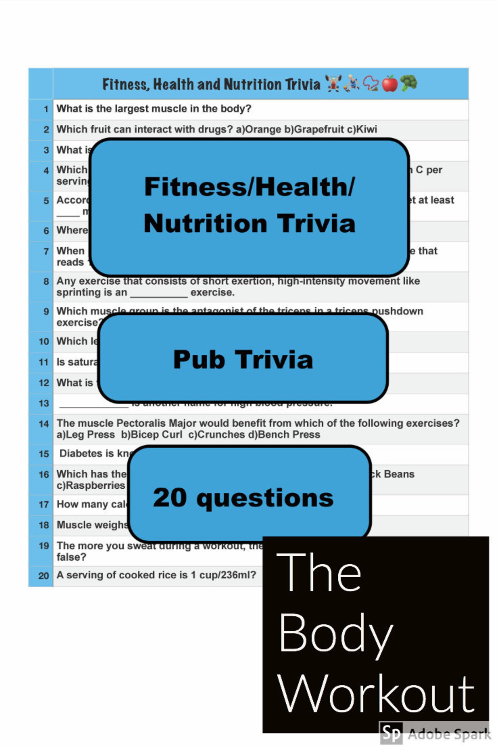 Fitness, Health and Nutrition Trivia, Fun and Games, Pub Trivia ...