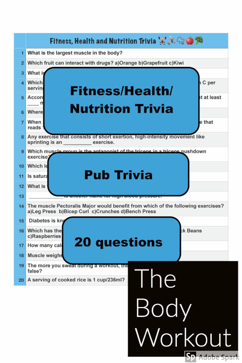 Fitness, Health and Nutrition Trivia, Fun and Games, Pub Trivia ...