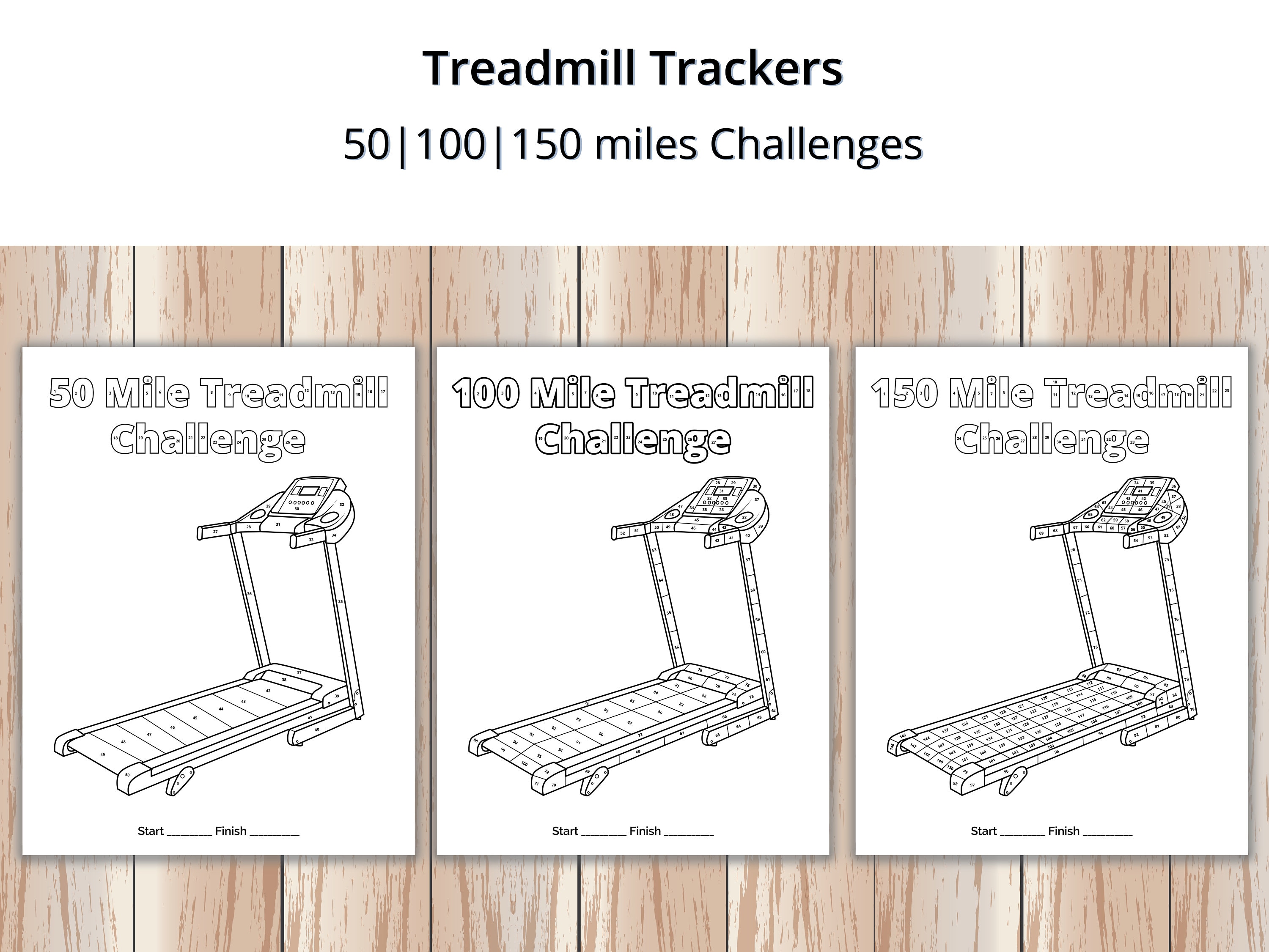 Treadmill Mile Trackers, 50 Miles, 100 Miles, 150 Miles. - Etsy