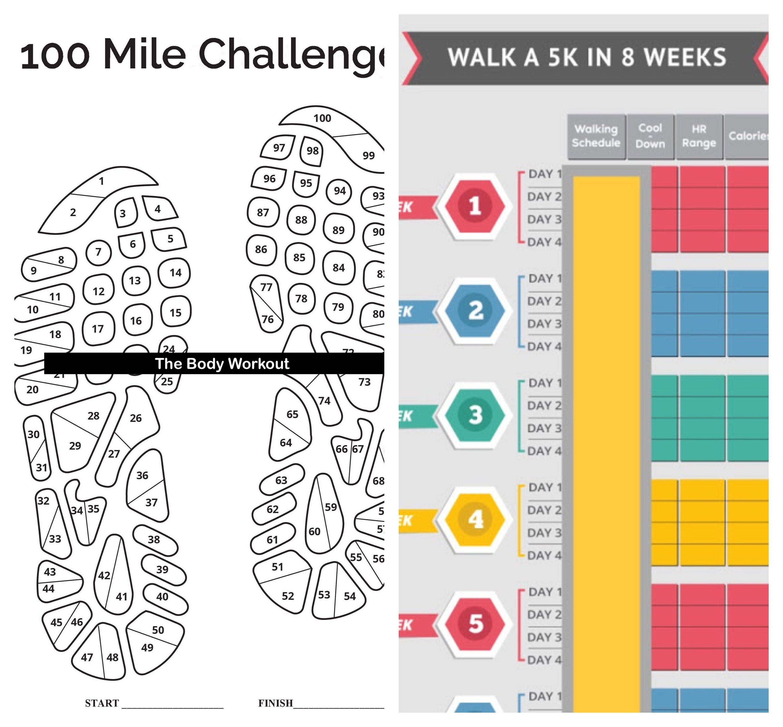 Walking Plan Step Challenge 100 Mile Tracker Walk For | Etsy