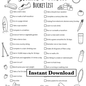 Health and Fitness Bucket List - Etsy