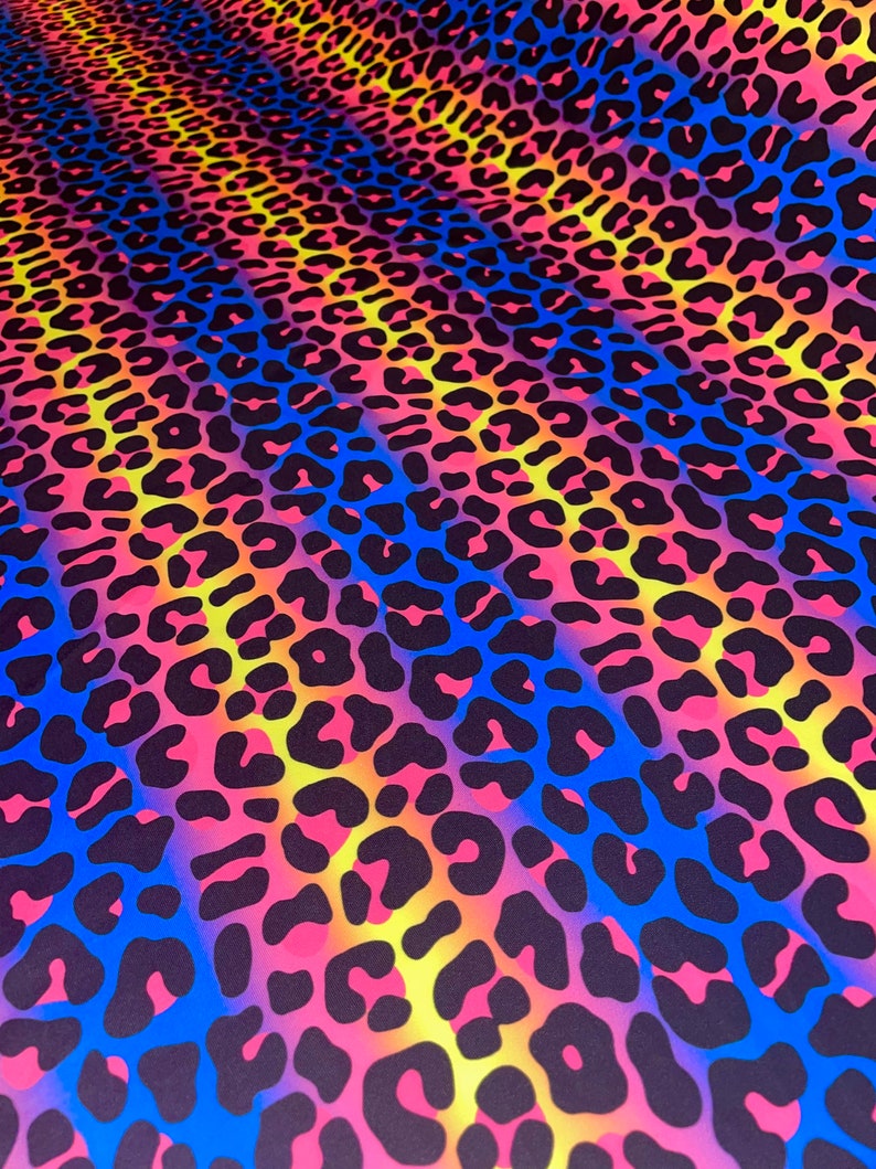Uv-reactive Leopard Print Material Blacklight Fabric Funky - Etsy