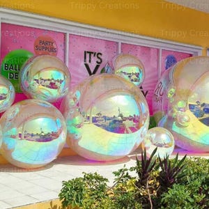 Pack of 4 Inflatable Iridescent Decorative Balls, Indoor & Outdoor ...