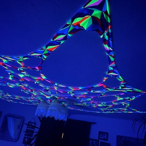 UV Geometric Ceiling Canopy, Stretch Decor,uv Decor, Black Light ...