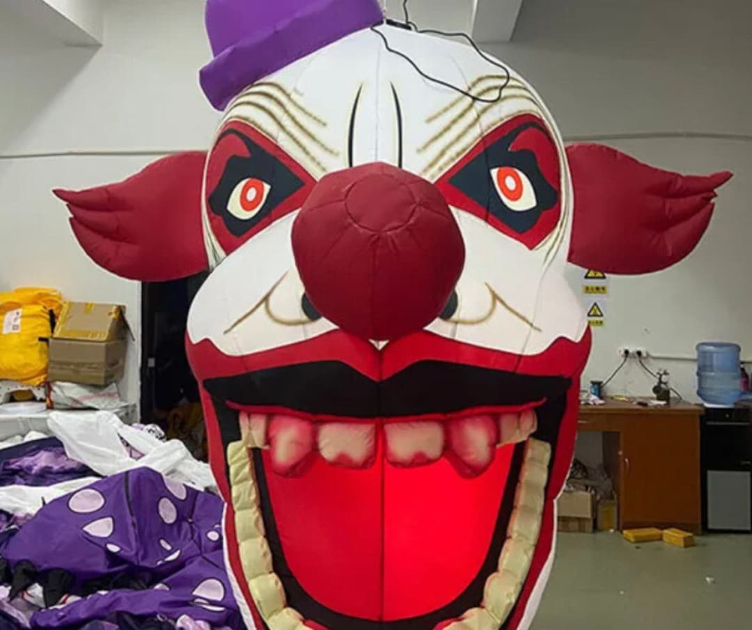 Giant Creepy Clown Face , LED Inflatable Clown Decoration, Scary Clown ...