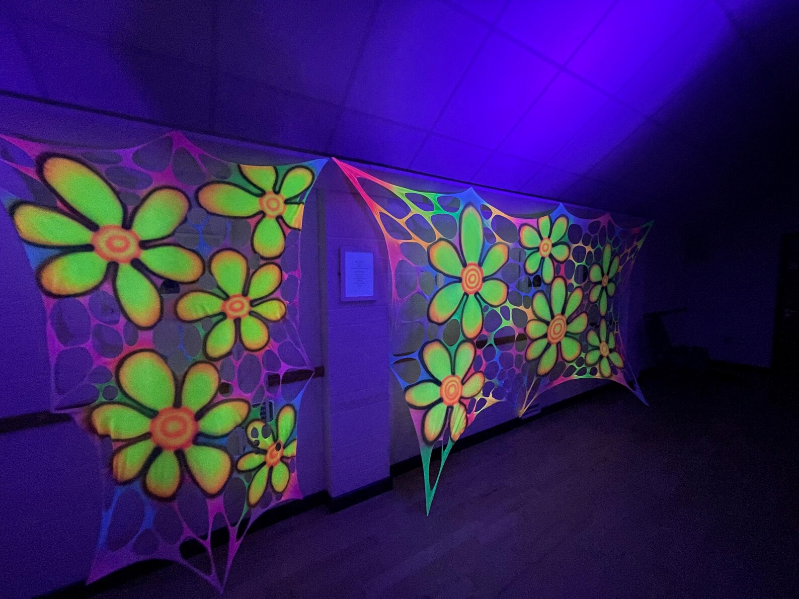 Uv-reactive Cartoon Daisy Trippy Wall Hanging, Psychedelic Event ...