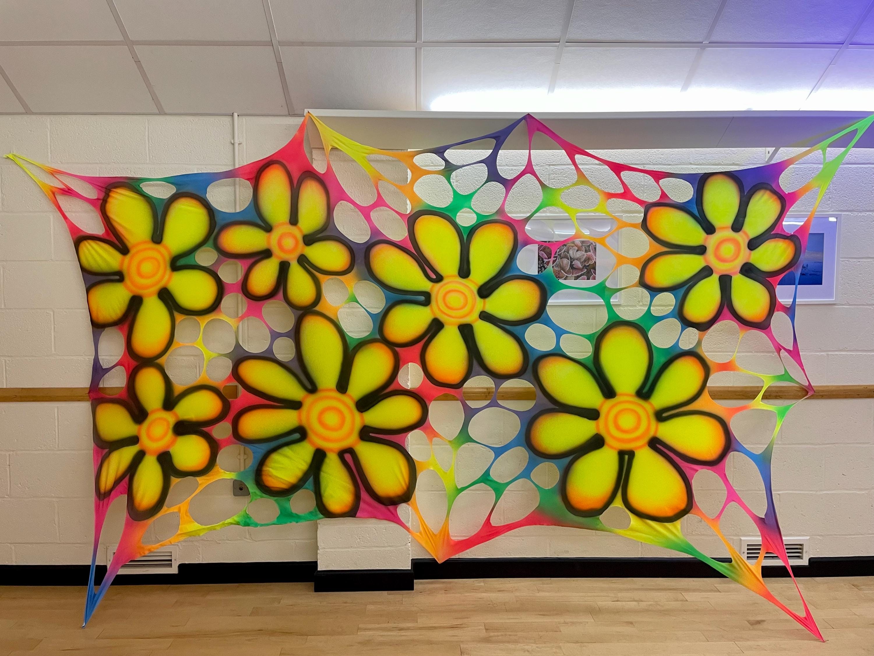 Uv-reactive Cartoon Daisy Trippy Wall Hanging, Psychedelic Event ...