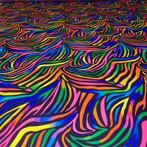 UV Rainbow Zebra Print Material, Stretchy Spandex Trippy Material ...