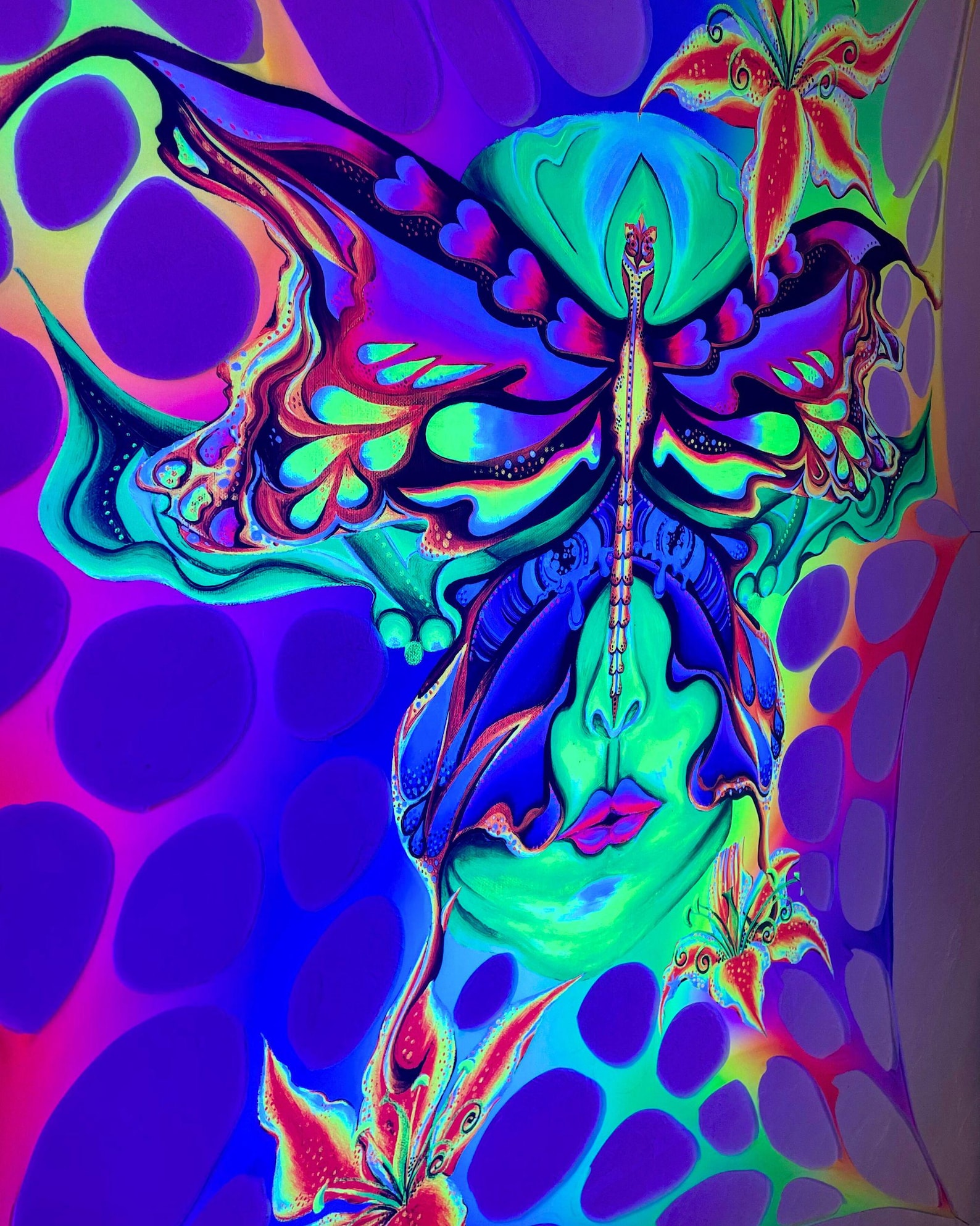 Psychedelic UV Decor, Psy Fairy Wall Art, Magical UV Pixie, Psy Stage ...