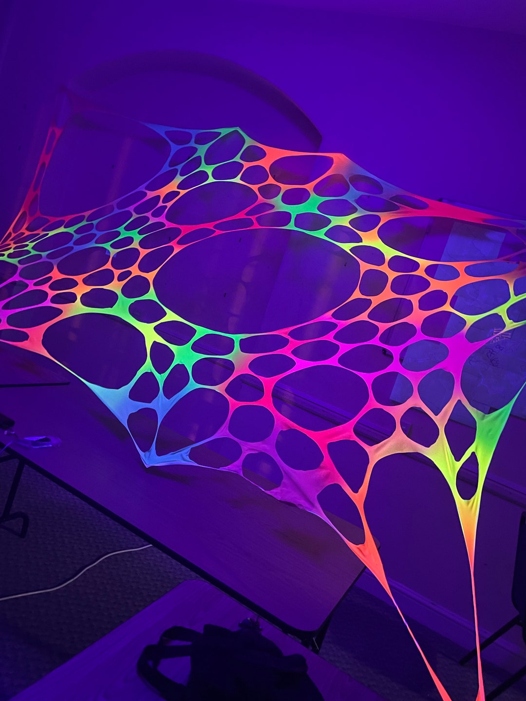 UV Rainbow Event Decor, Psychedelic Decor, Trippy Wall Hanging, Black ...