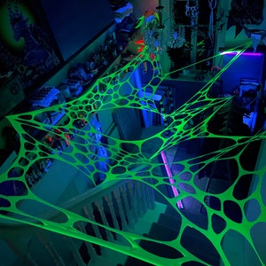 UV Green Event Decor, Trippy Ceiling Canopy, Psychedelic Wall Hanging ...
