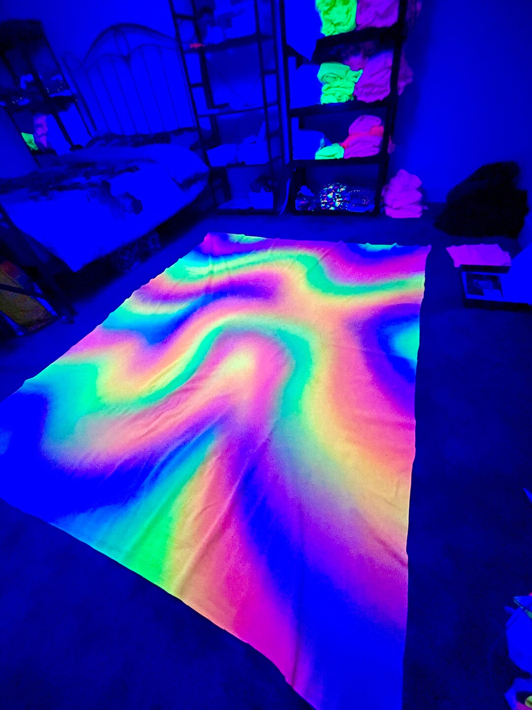 Neon Rainbow Fabric, UV Spandex Fabric, UV Tapestry, Photo Booth Props ...