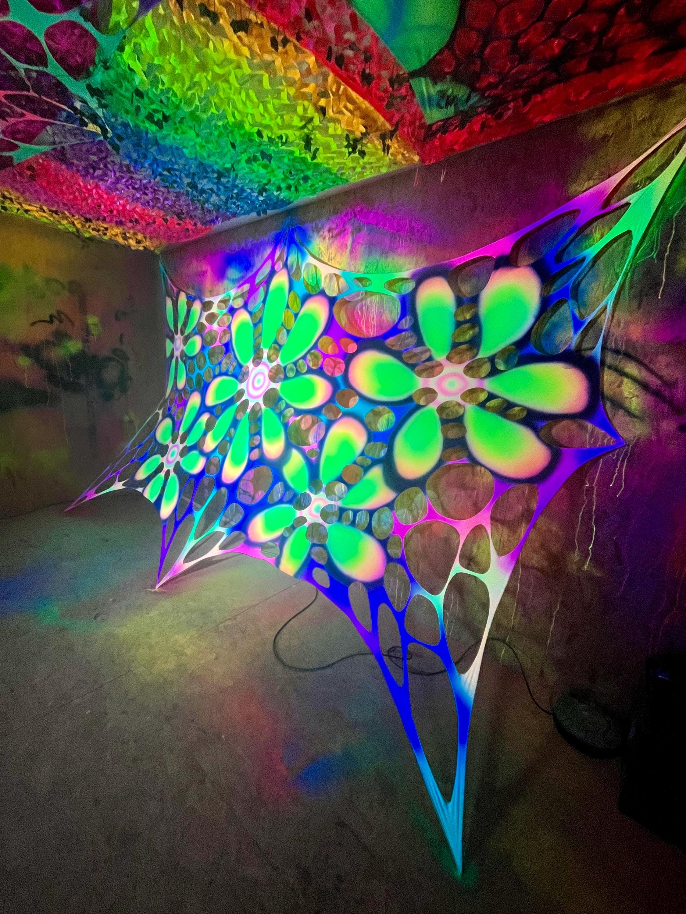 Uv-reactive Cartoon Daisy Trippy Wall Hanging, Psychedelic Event ...