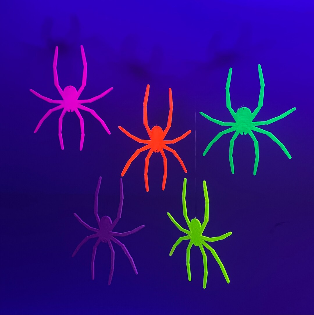 Uv-reactive Hanging Spiders, Neon Party Props, Blacklight Party ...