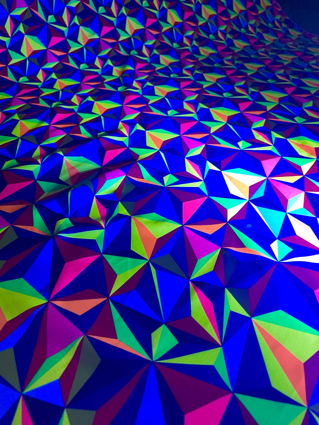 Uv-reactive Geometric Print Stretchy Spandex Fabric, UV Lycra Material ...