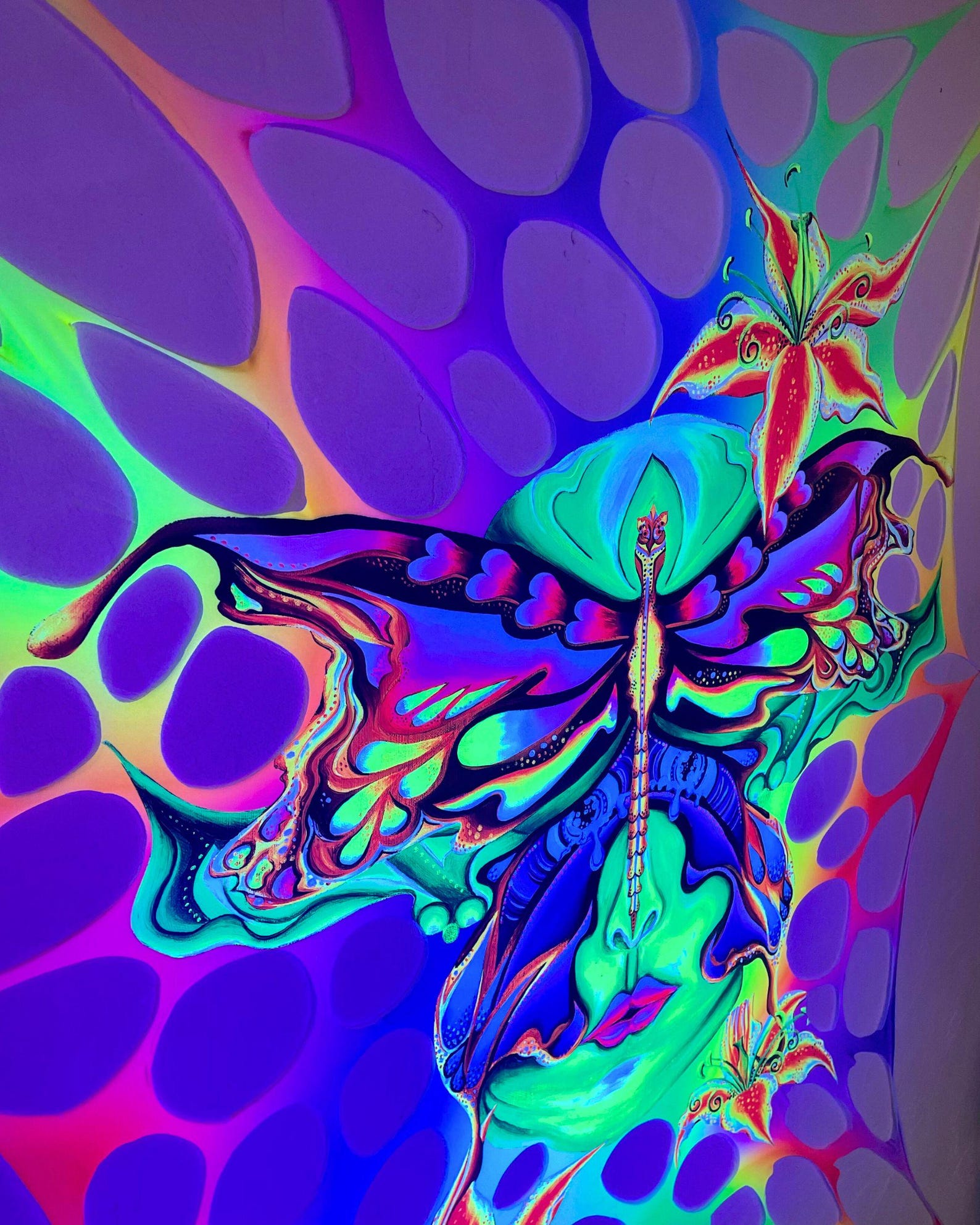 Psychedelic UV Decor, Psy Fairy Wall Art, Magical UV Pixie, Psy Stage ...