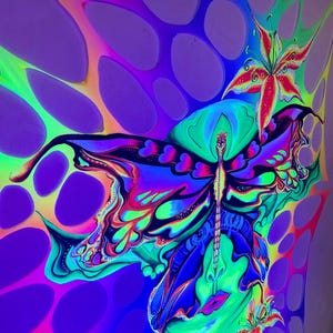 Psychedelic UV Decor, Psy Fairy Wall Art, Magical UV Pixie, Psy Stage ...