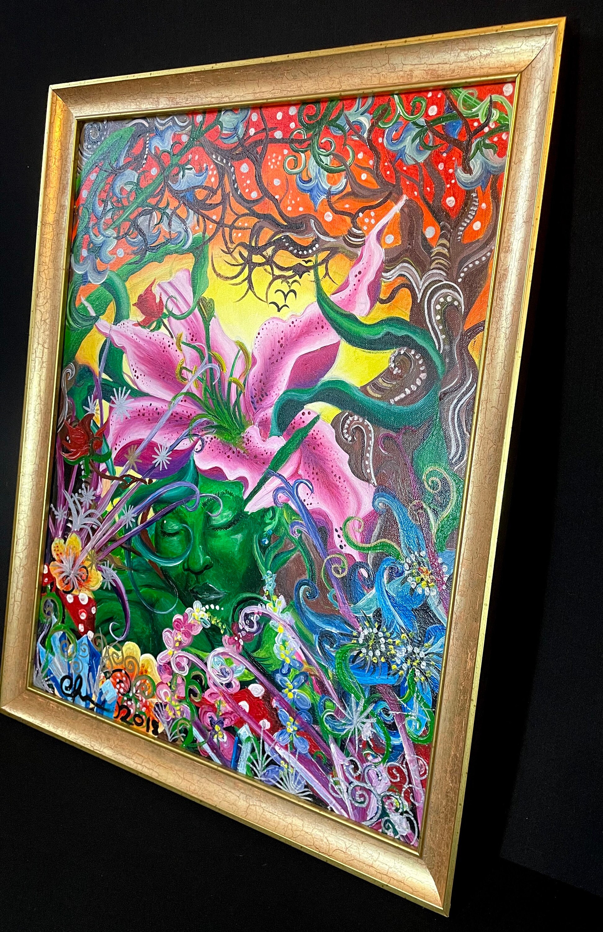 Gold Frame Painting/ Mystical Wall Art, Goddess Painting, Pagan Art ...